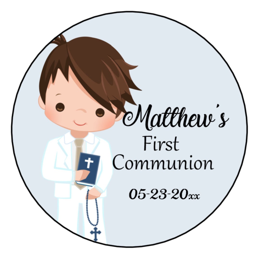 Boys First Communion Stickers - Party Favor Stickers - 6 Hair Color ...
