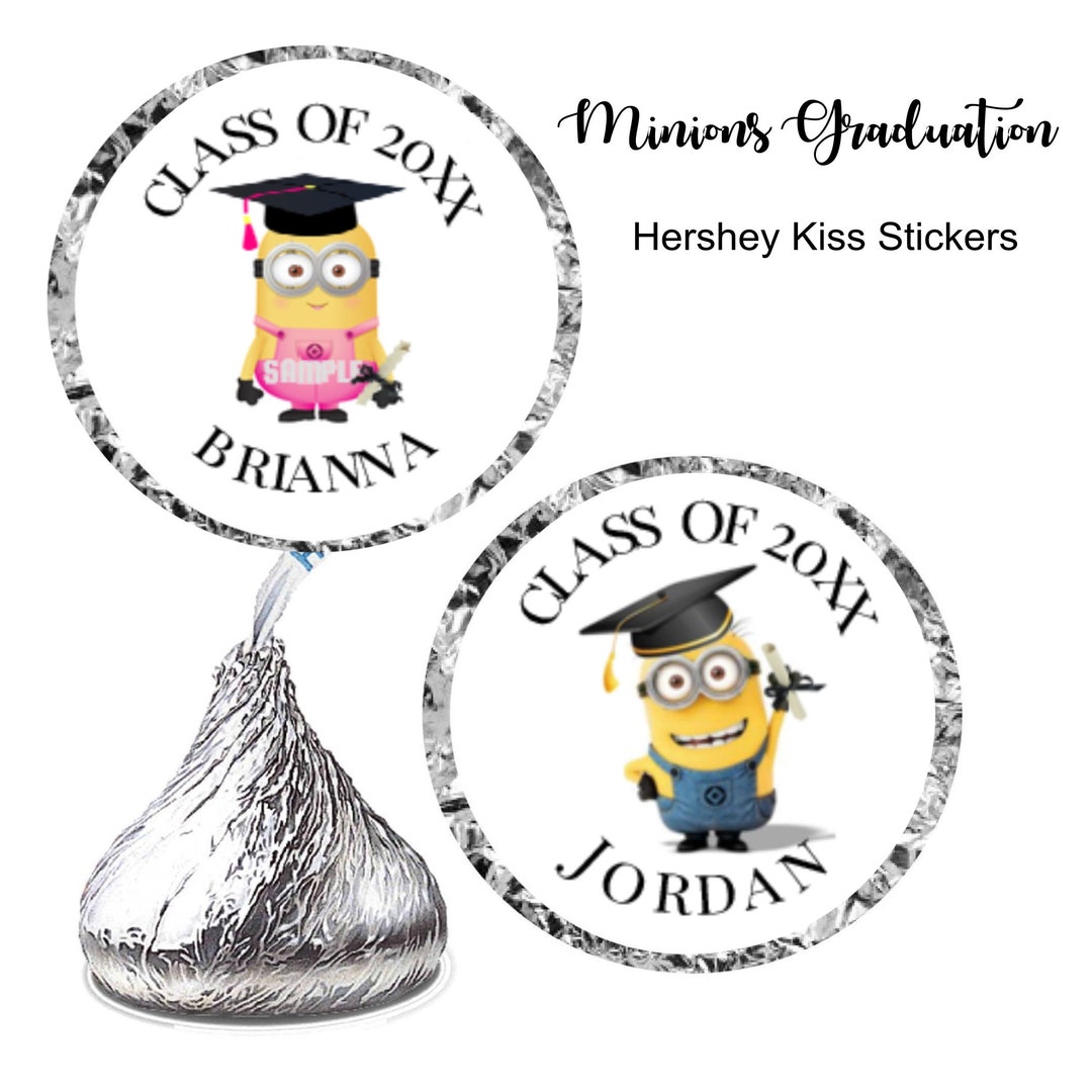 Minions Candy Kiss Stickers Graduation Party Favors - Etsy
