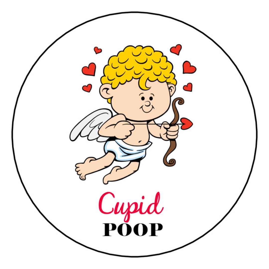 Cupid Valentine Treat Bag Stickers - Cupid Poop or Cupid Kisses - Party ...