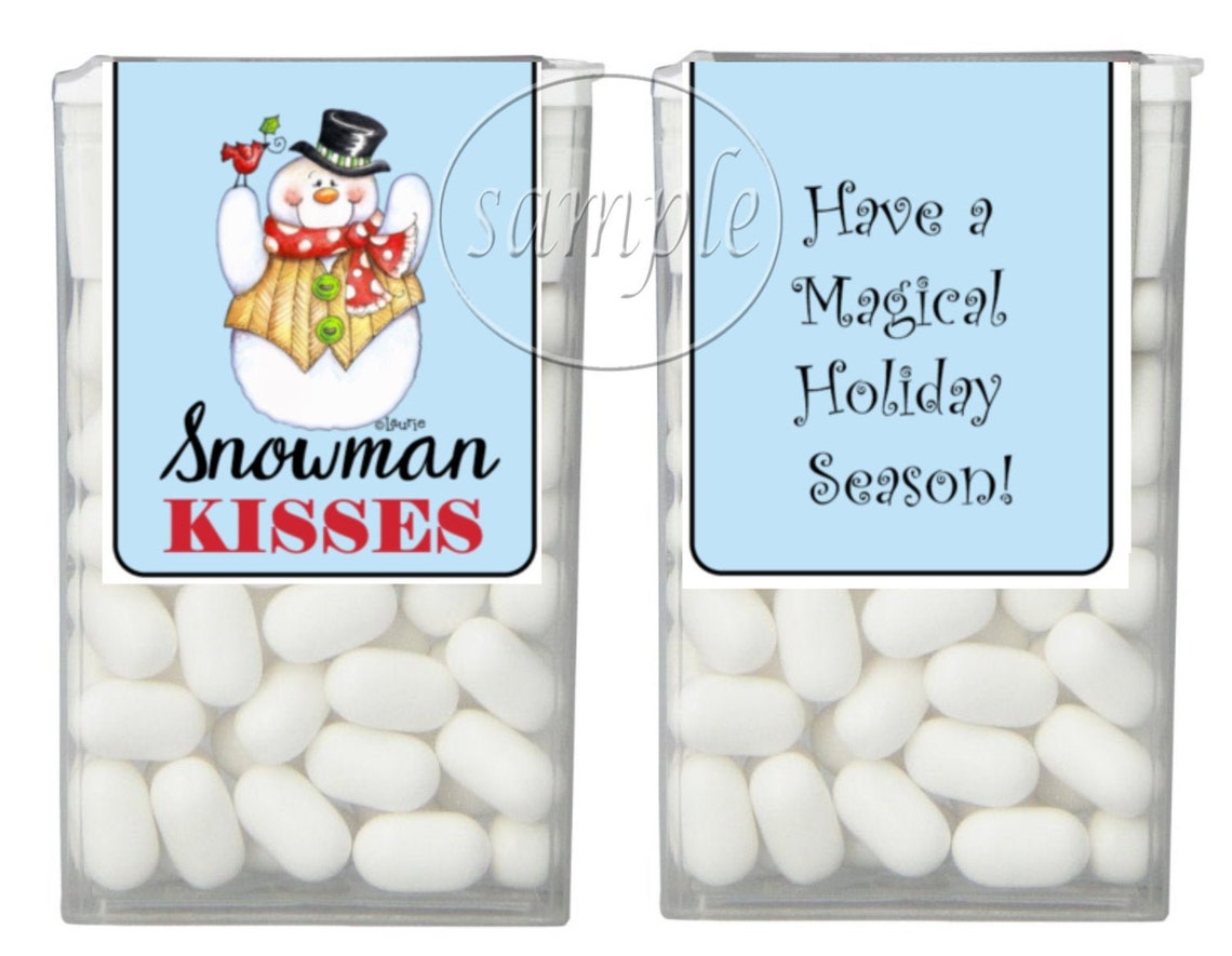 Snowman Kisses Tic Tac Labels Christmas Party Favors Secret | Etsy