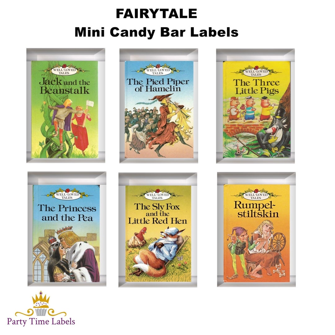 Fairy Tale Books Mini Candy Bar Labels - Fairytale Birthday Party Favor ...