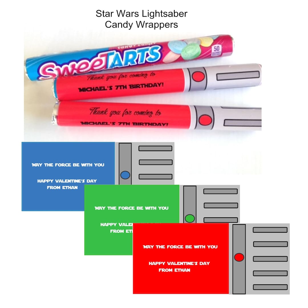 Lightsaber Sweetarts Wrappers - Birthday Party Favors - Valentine Candy ...