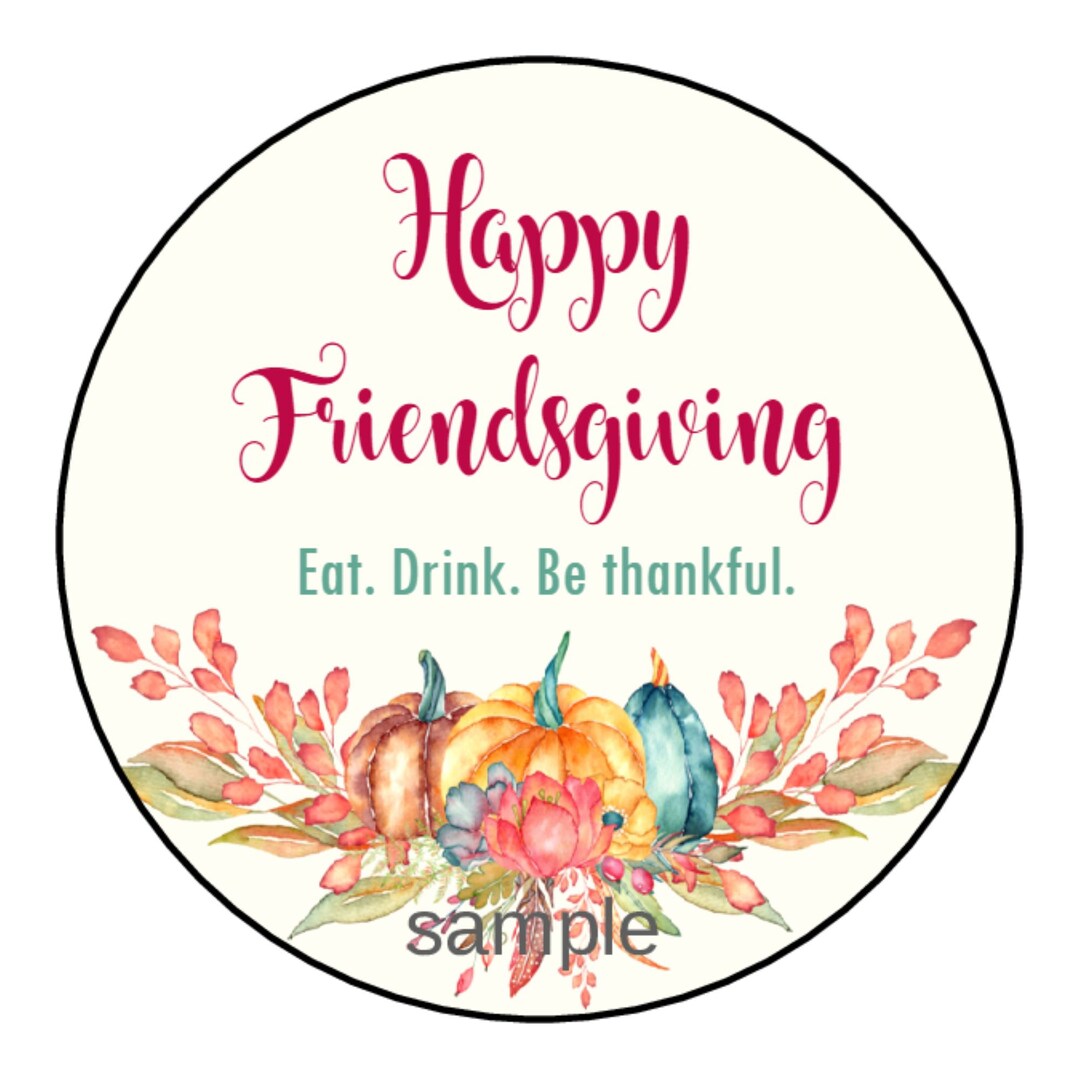 Friendsgiving Stickers - Thanksgiving Labels - Floral Pumpkin Stickers ...