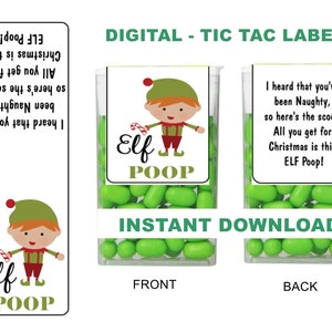 DIGITAL DOWNLOAD Elf Poop Tic Tac Labels Christmas Stocking Stuffer ...