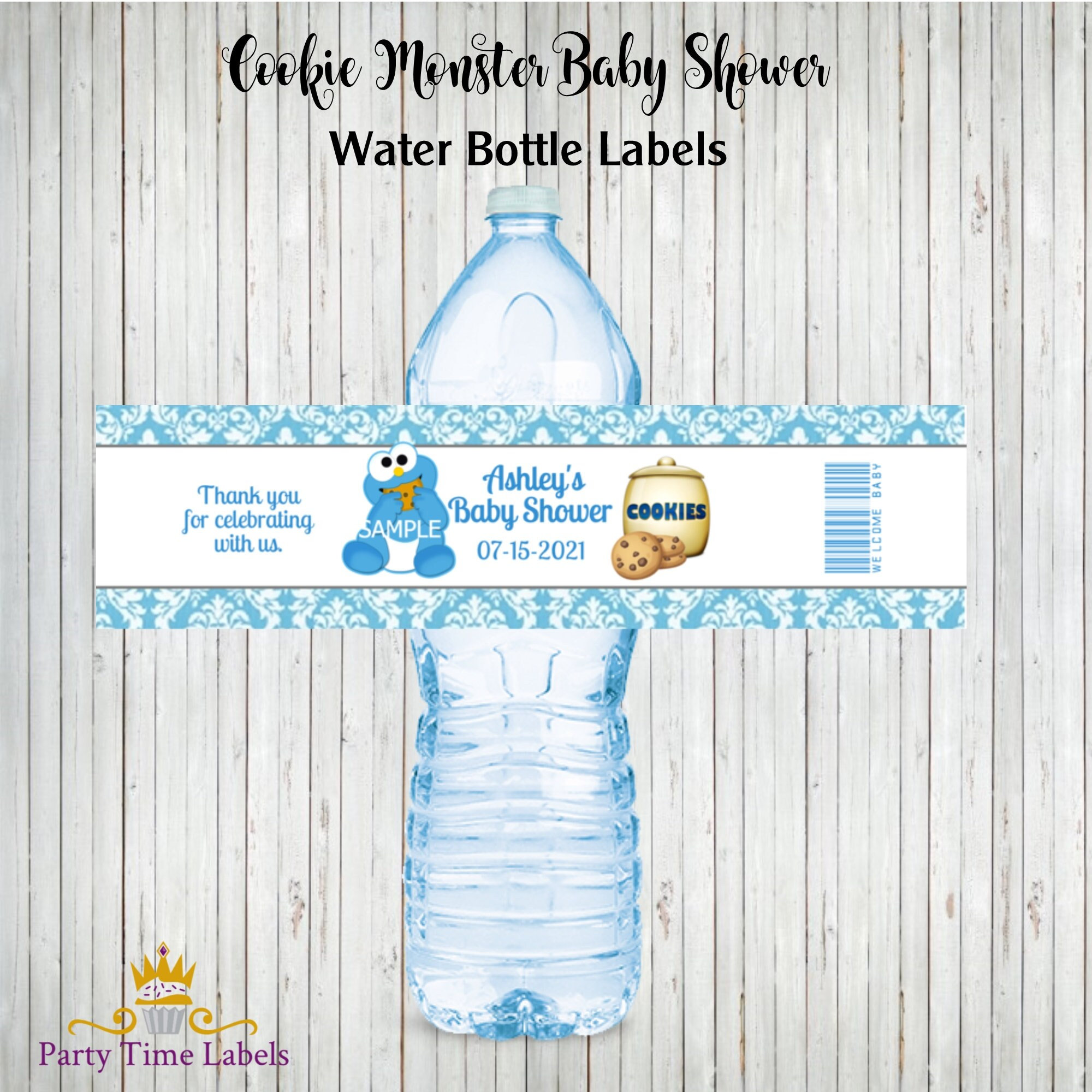 Cookie Monster Baby Shower Water Bottle Labels - Baby Shower Party ...