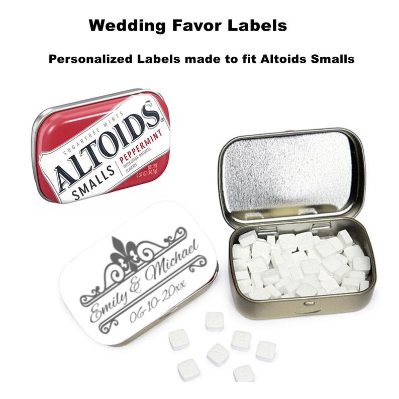 Fleur De Lis Mini Altoid Tin Labels - Wedding Favor Labels - Bridal ...
