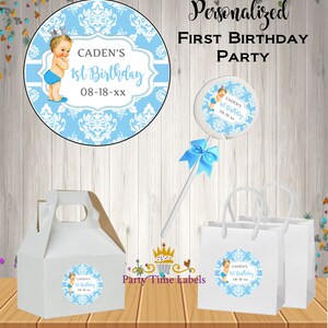 Prince Baby Shower Birthday Party Favor Round Labels Stickers - Printed ...