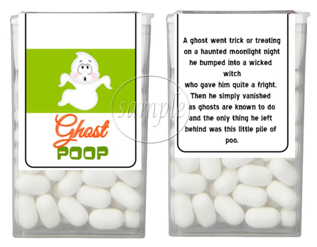 Halloween Party Favors Ghost Poop Tic Tac Labels Stickers SET of 14 ...
