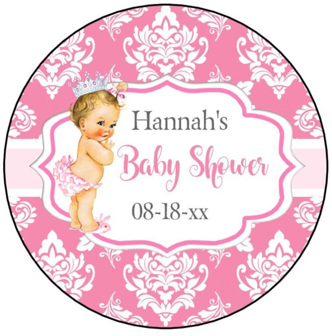 Princess Baby Shower Birthday Party Favor Round Labels Stickers - Etsy