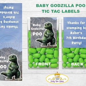 Baby Godzilla Poo Tic Tac Labels - Birthday Party Favors - Halloween ...