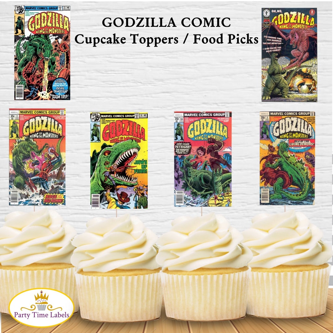 Godzilla Comic Cupcake Toppers - Food Picks - Godzilla Party Favors ...