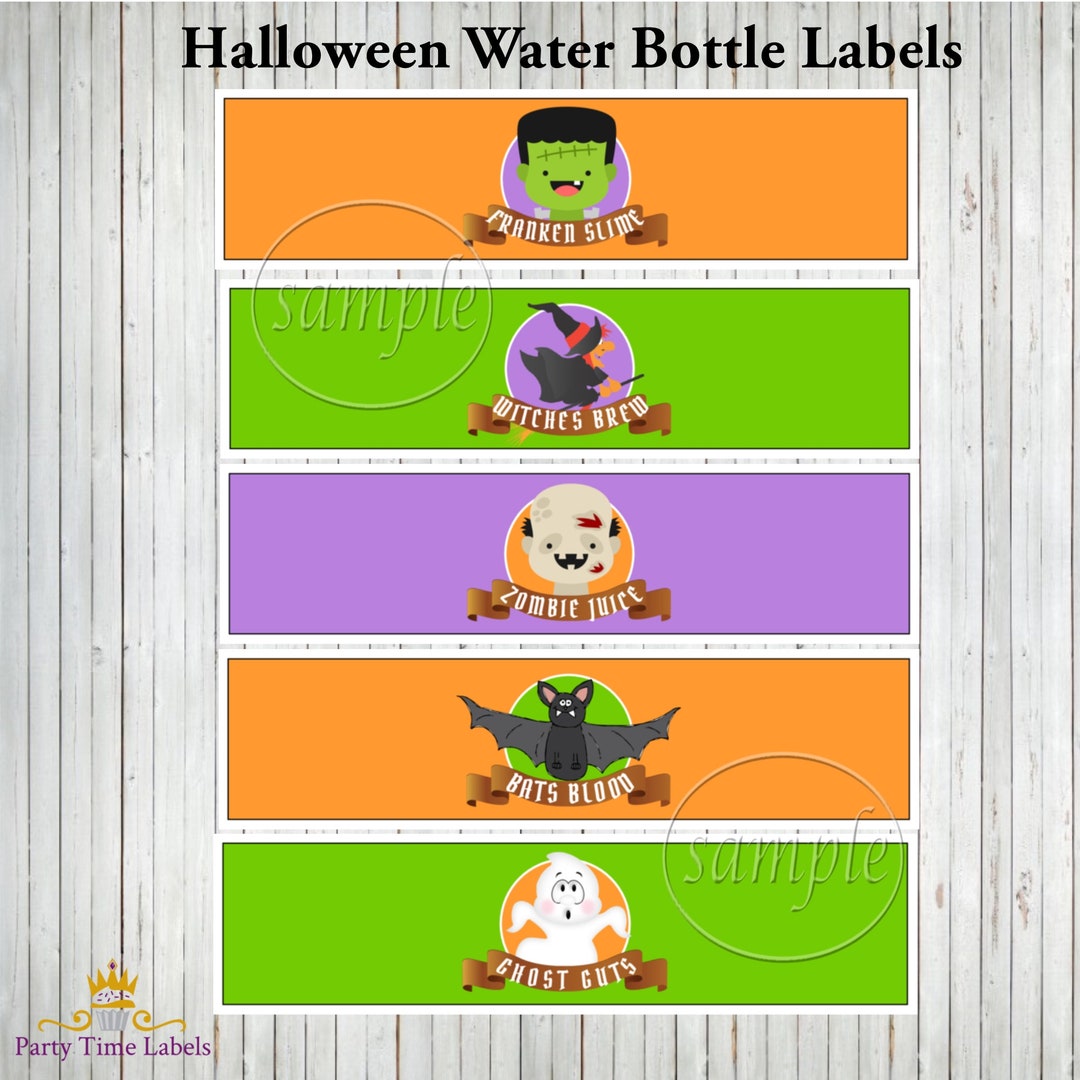 Halloween Water Bottle Labels - Party Favors - Printed & Shipped - Etsy