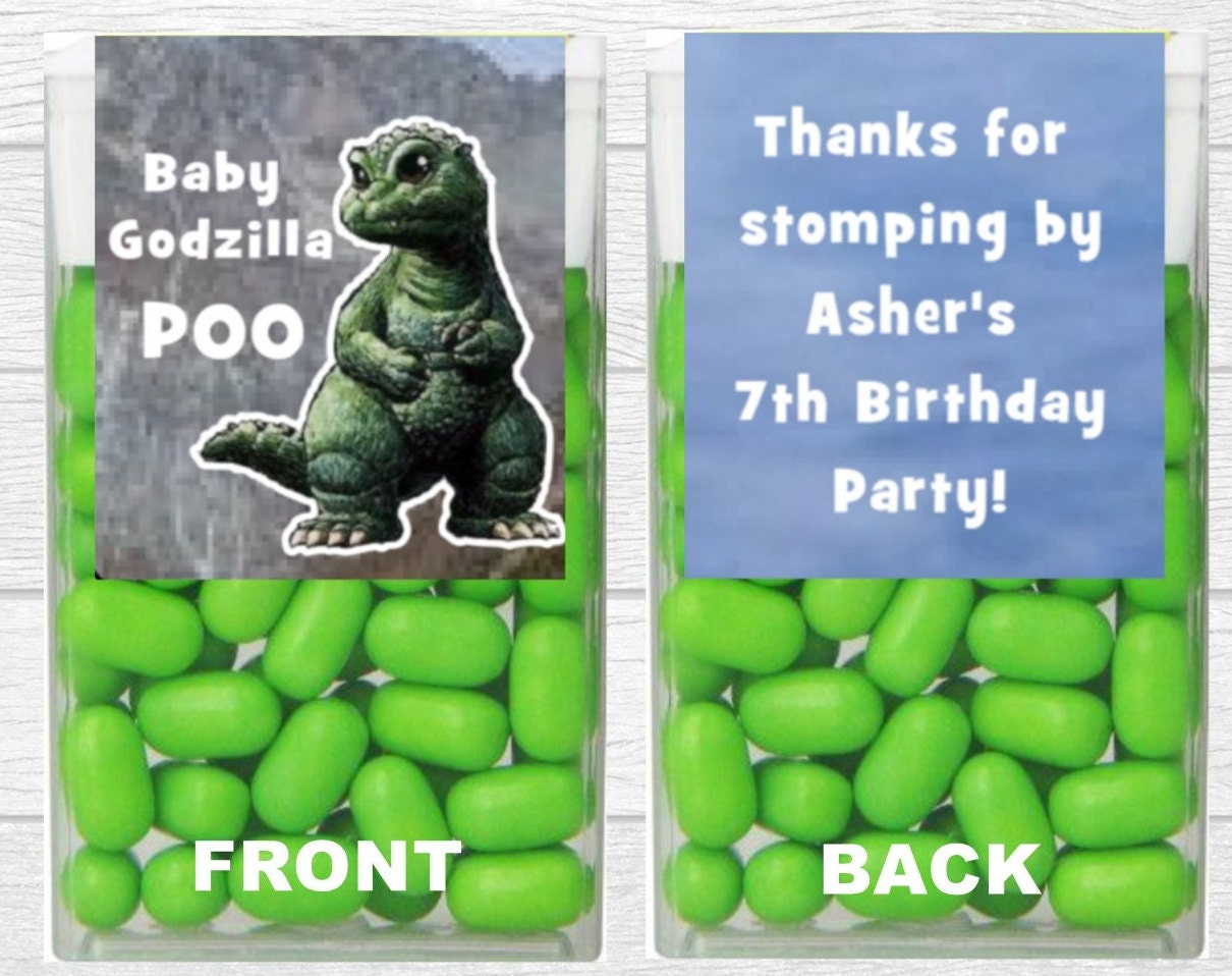 Baby Godzilla Poo Tic Tac Labels - Birthday Party Favors - Halloween ...