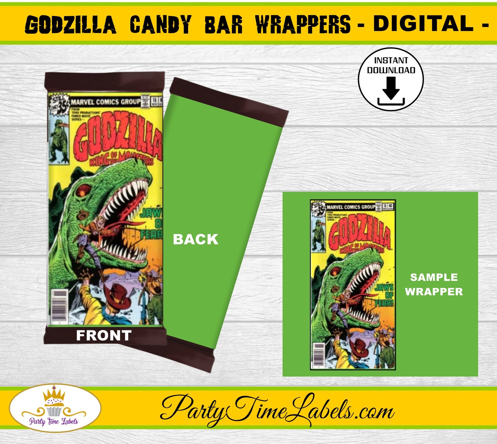 Godzilla Candy Wrappers - Birthday Party Favors - Full Size Chocolate ...