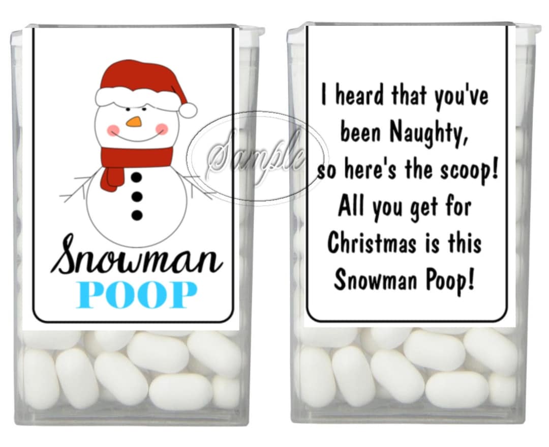 Snowman Poop Tic Tac Labels, Stocking Stuffers, Christmas Party Favors ...