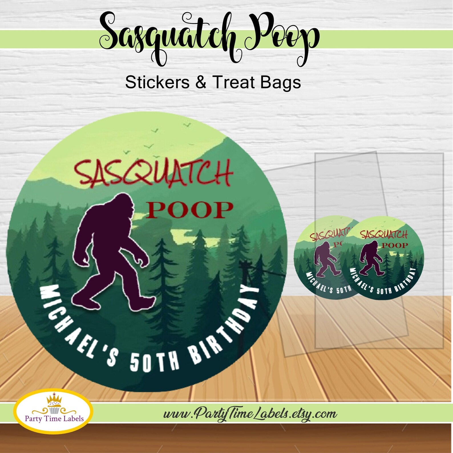 Sasquatch Poop Stickers & Treat Bags - Birthday Party Favors - 12 ...