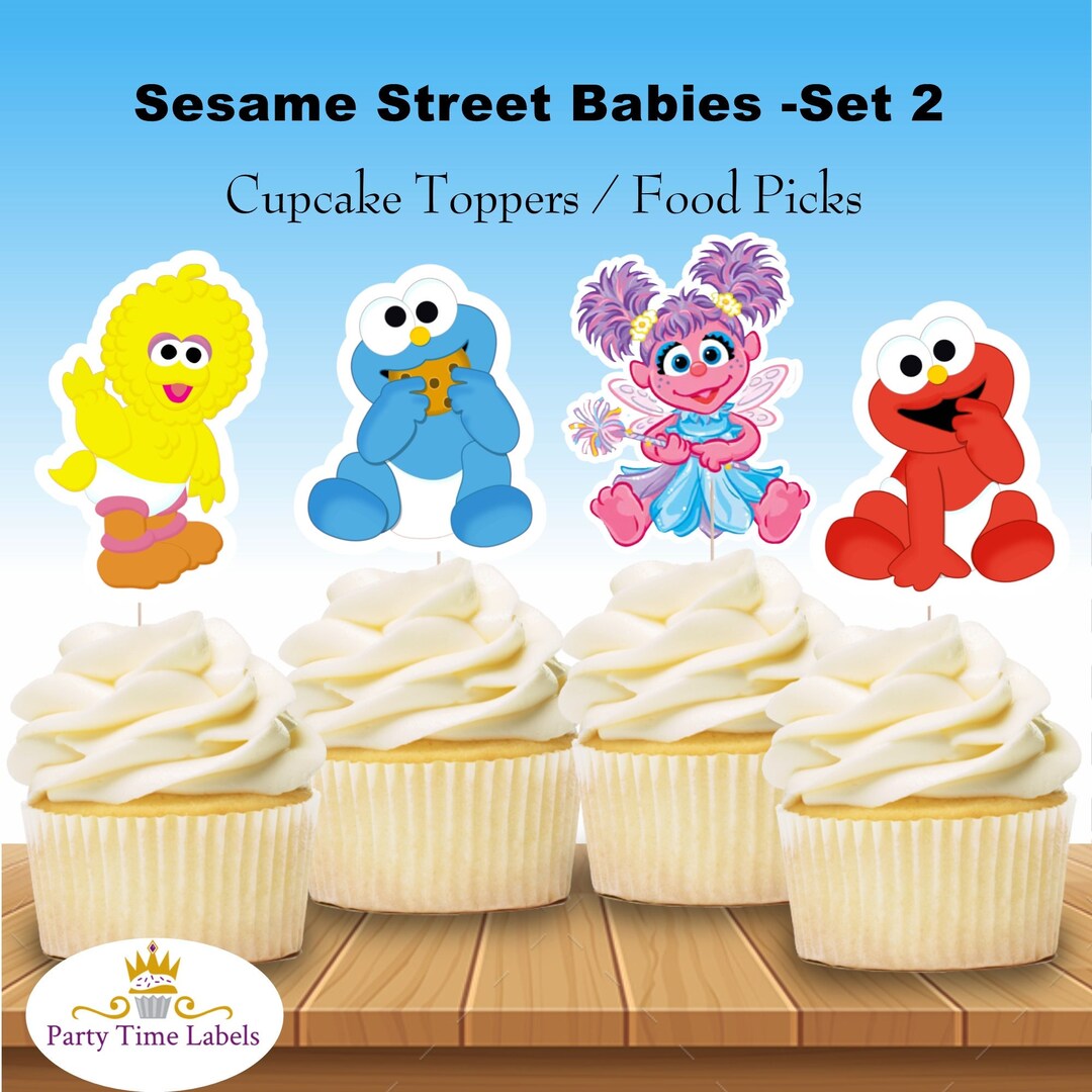 Sesame Street Babies Cupcake Toppers - Food Picks - Baby Shower ...