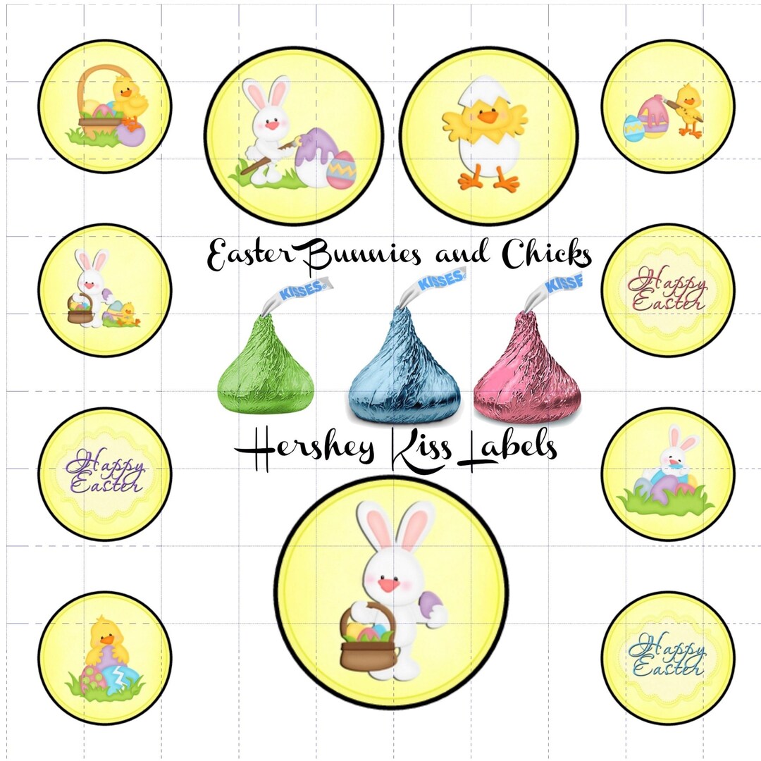 Easter Bunnies & Chicks 3/4" Round Candy Stickers - Easter Party Favors ...