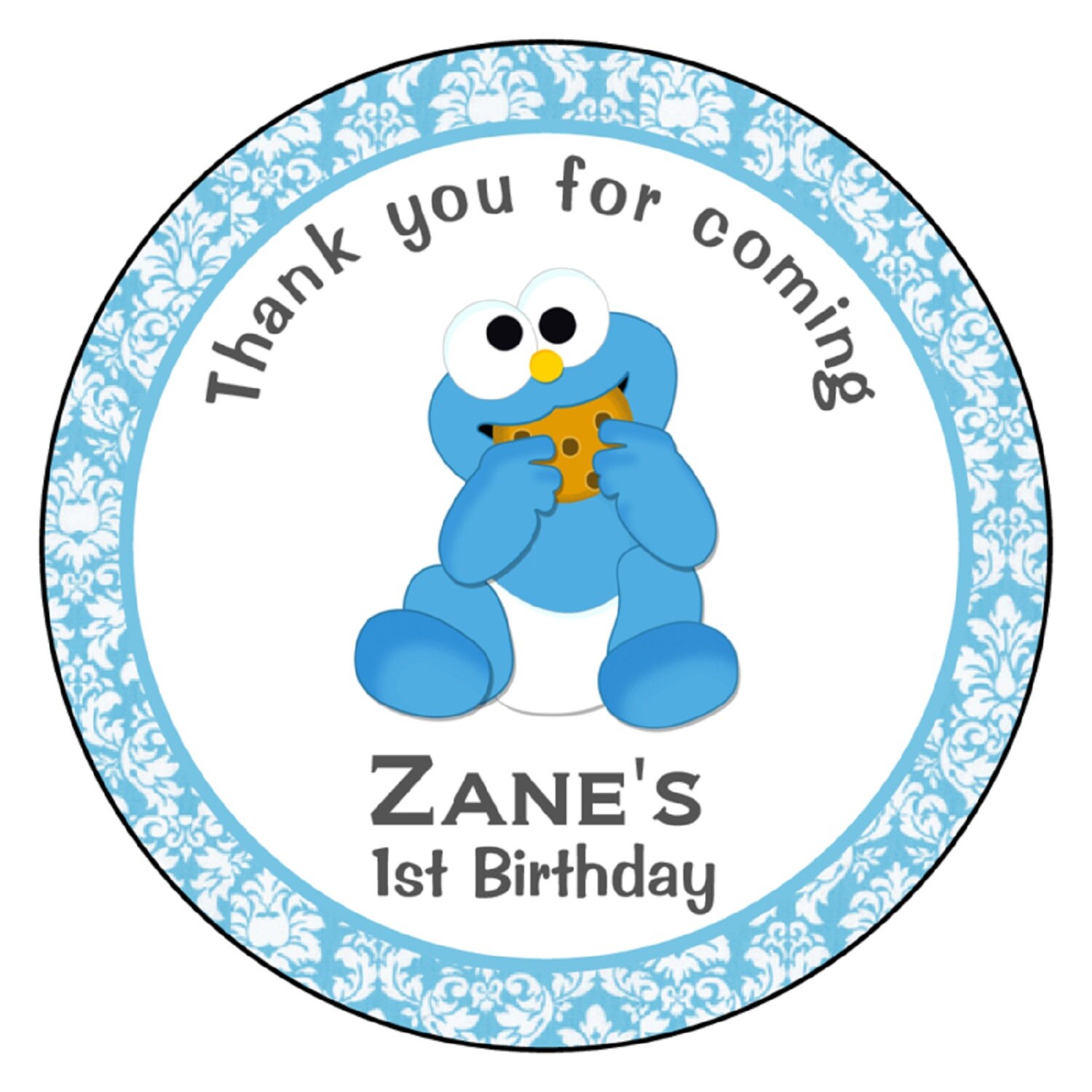 Cookie Monster Personalized Labels Baby Shower Favor Labels - Etsy