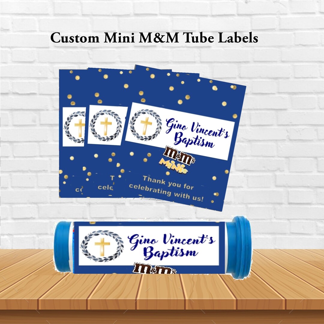 Baptism Mini M&M Tube Labels - Personalized Baptism First Communion ...
