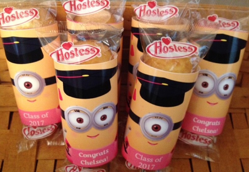 Graduation Minions Twinkies Wrappers - Graduation Party Favors - Blue ...