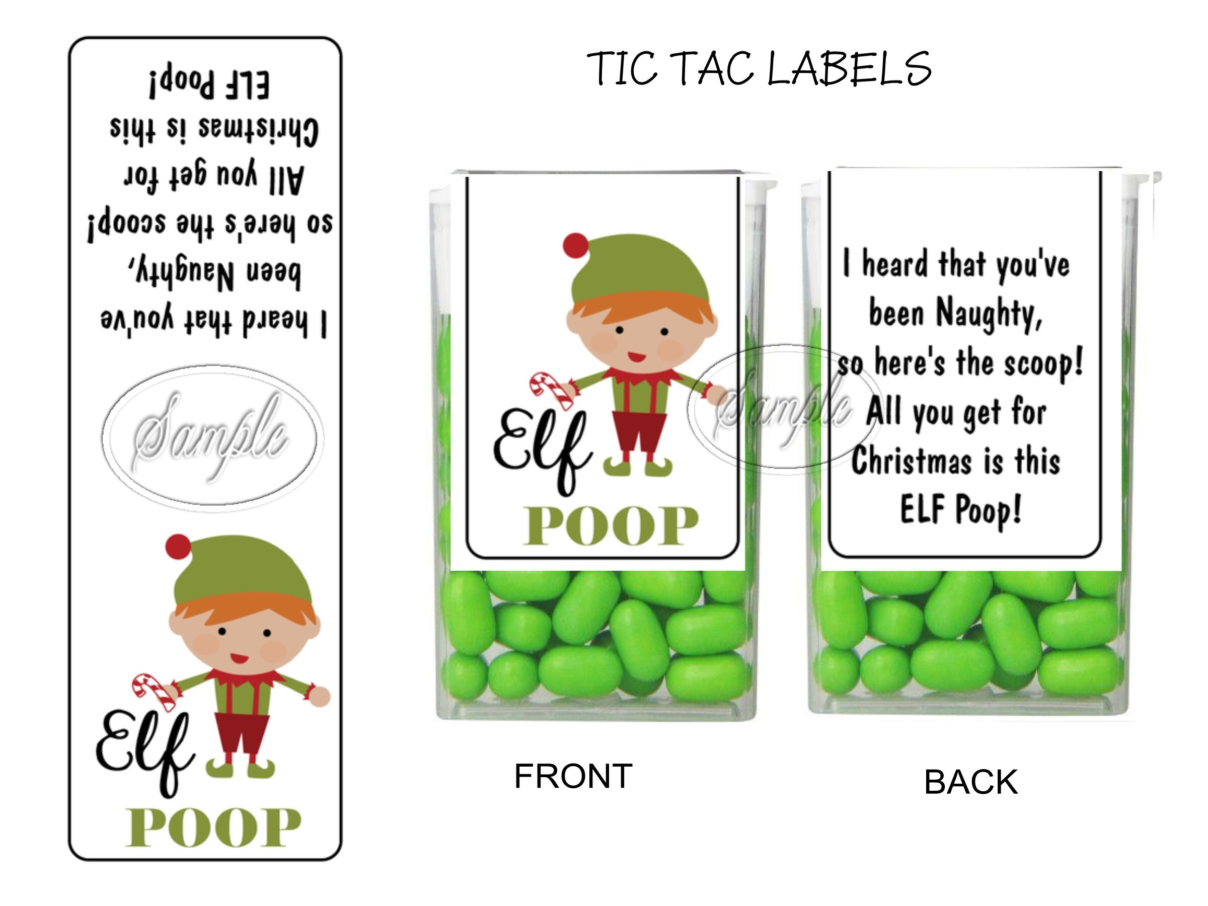 Elf Poop Tic Tac Labels Stocking Stuffers Christmas Party | Etsy