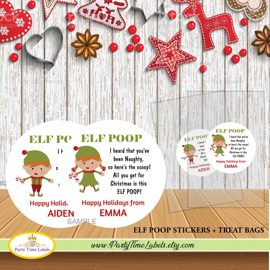 Elf Poop Stickers & Treat Bags - Christmas Party Favors - Personalized ...