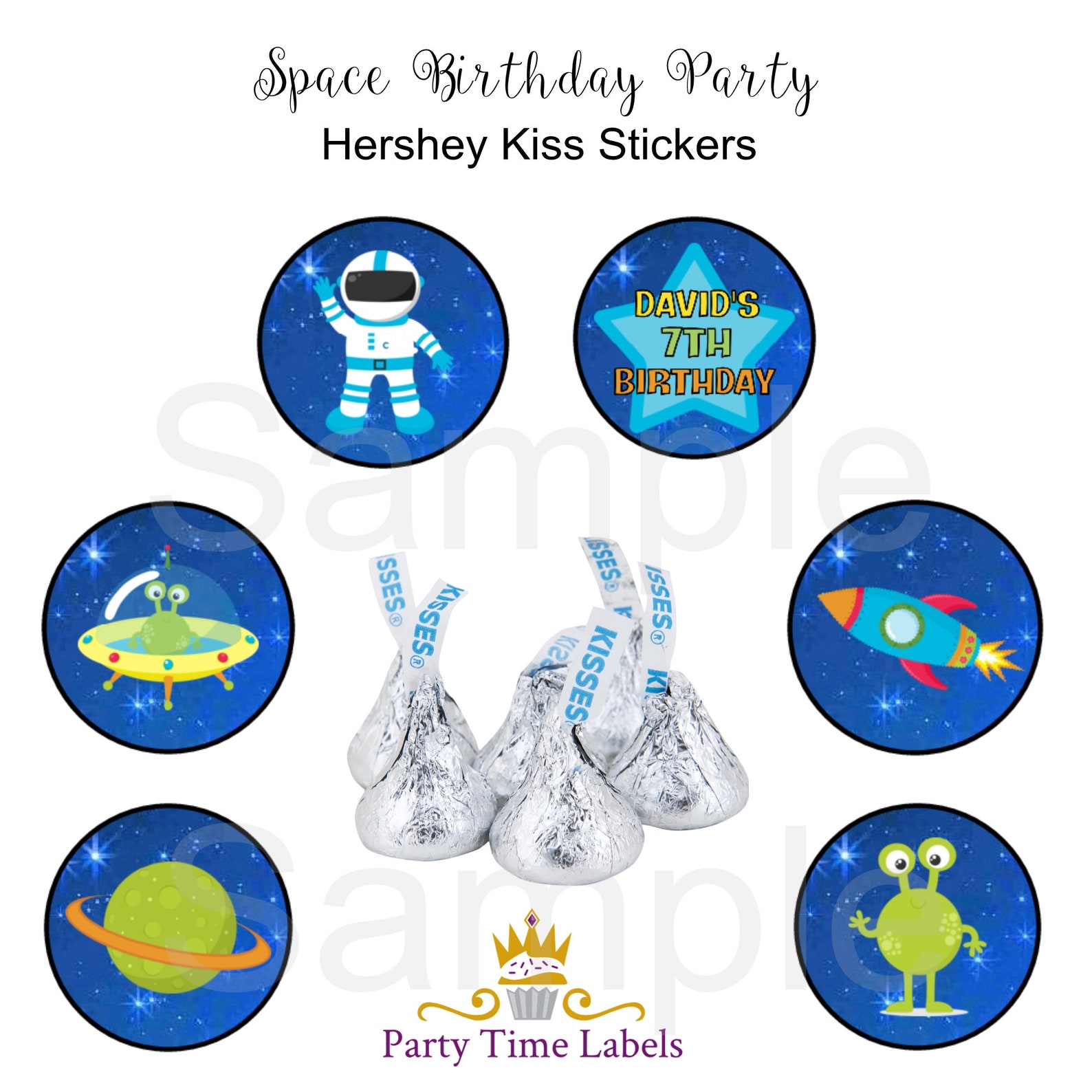 Space Birthday Party Stickers Hershey Kiss Stickers | Etsy