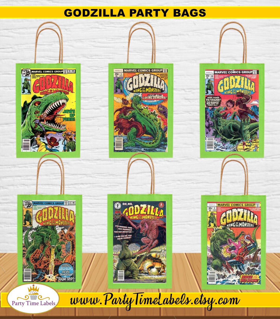 Godzilla Party Bags or Party Bag Labels - Godzilla Comic Book Party ...