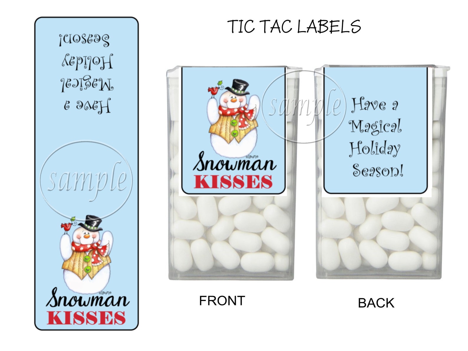 Snowman Kisses Tic Tac Labels Christmas Party Favors Secret | Etsy