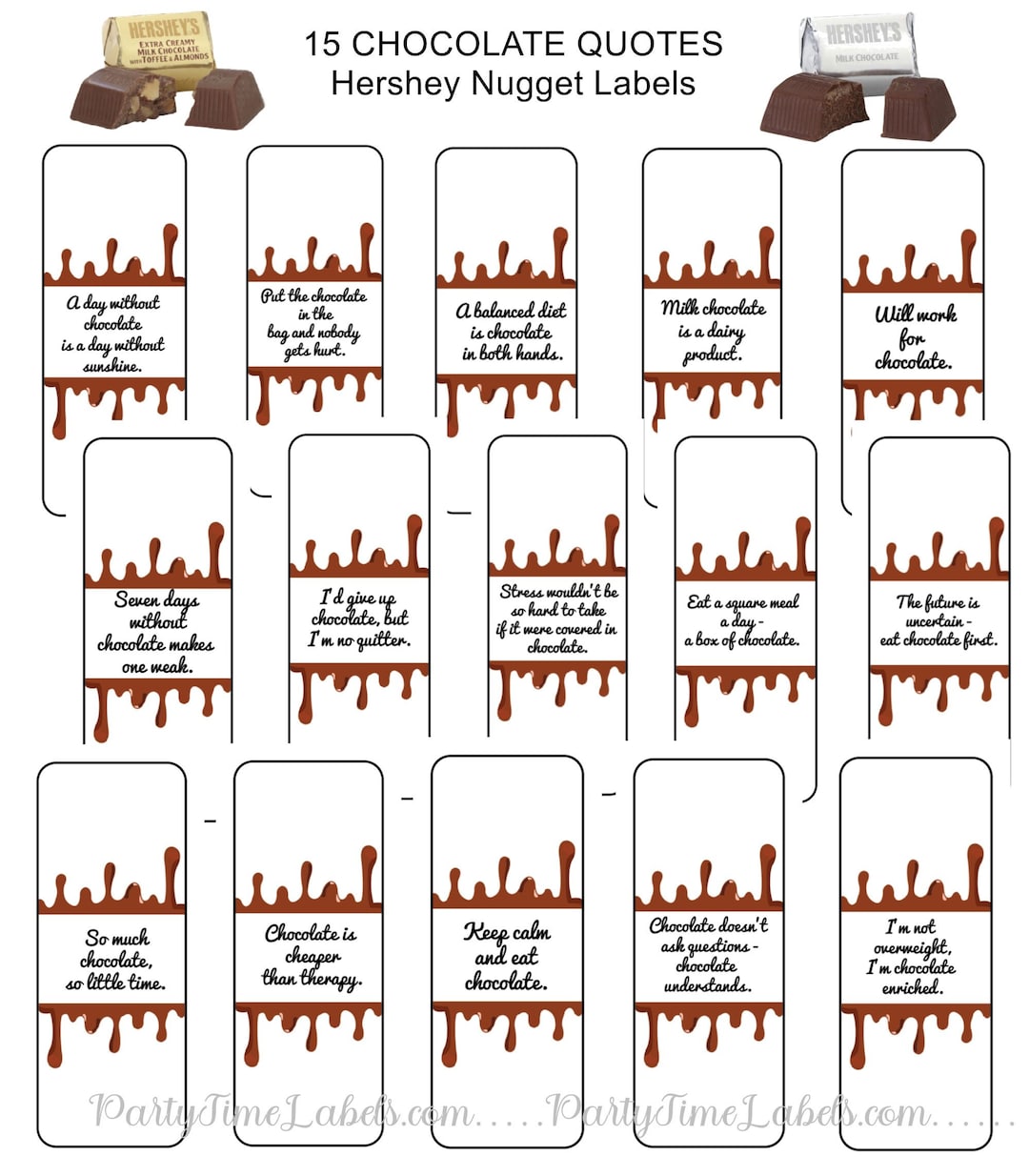 Chocolate Quotes Hershey Nugget Labels Valentine Party Favors Chocolate ...