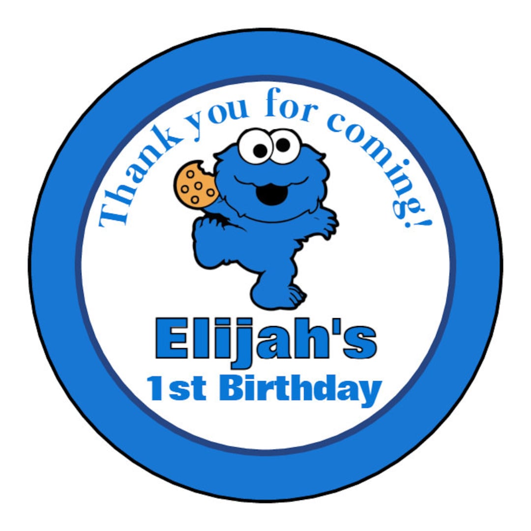 Cookie Monster Birthday Party Labels - Birthday Party Stickers - Cookie ...