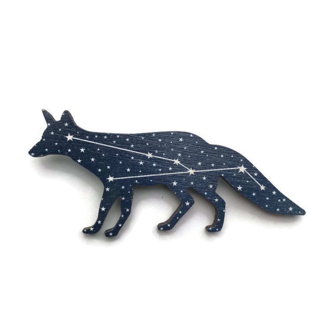 Fox Pin, Vulpecula Pin, Fox Constellation Pin, Fox Constellation Brooch ...