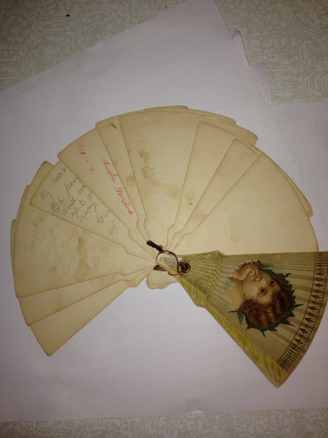 Antique, Circa 1880s Victorian Paper Fan With HANDWRITTEN Notes - Etsy