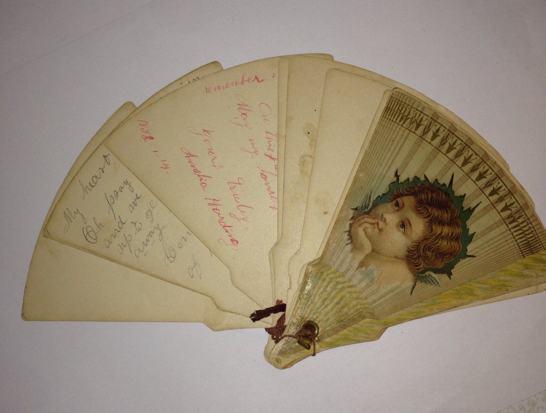 Antique, Circa 1880s Victorian Paper Fan With HANDWRITTEN Notes - Etsy