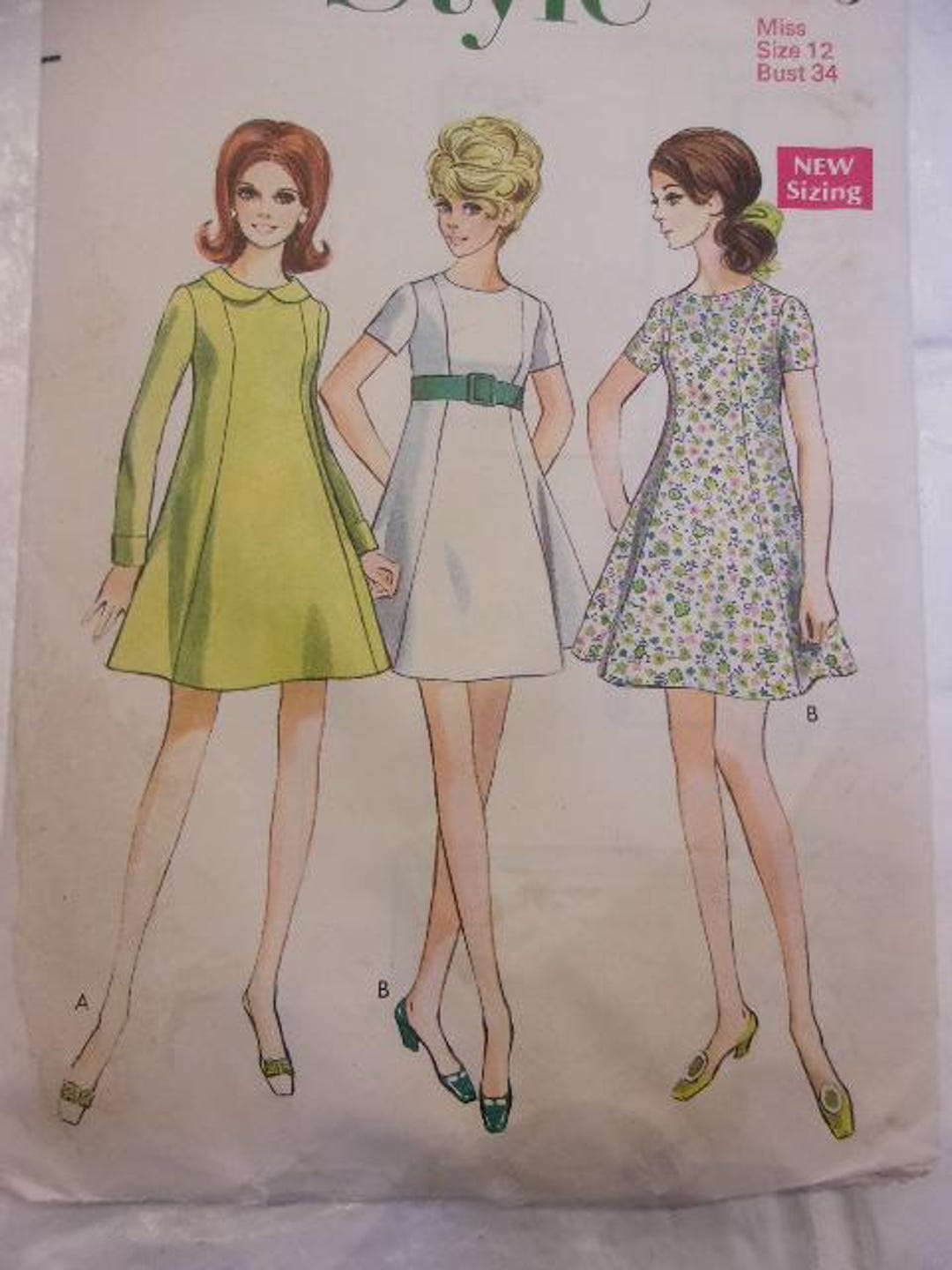 Dolly Bird 1968 Dress Pattern W/high Waist Bust 34" Original Paper ...