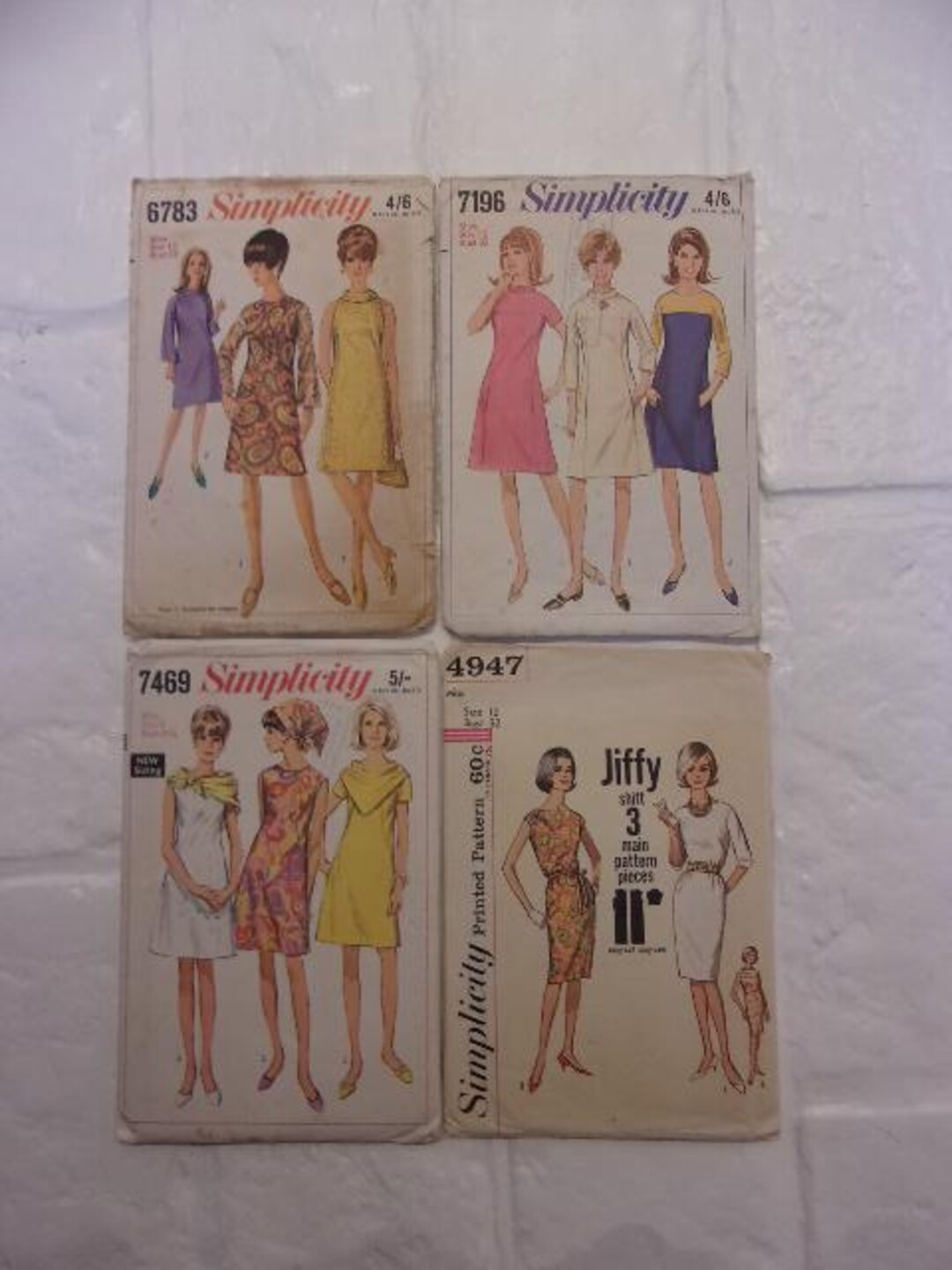 Lot of 4 Original 1960s Dress Patterns, Cool Mod Styles Bust 31 1/2 ...