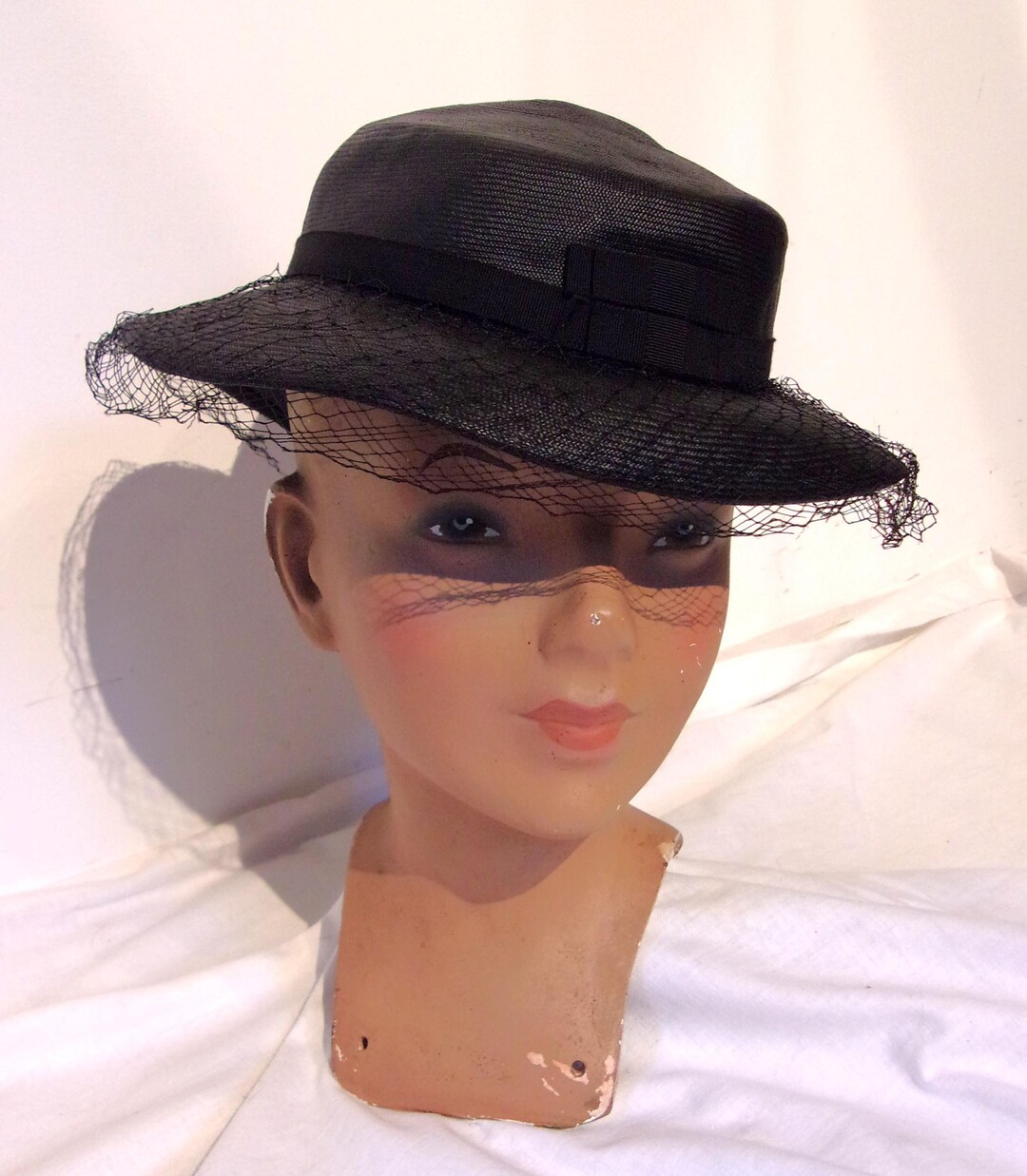 Demure 1930s Brimmed Black Straw Hat Medium Size Lovely Quality - Etsy