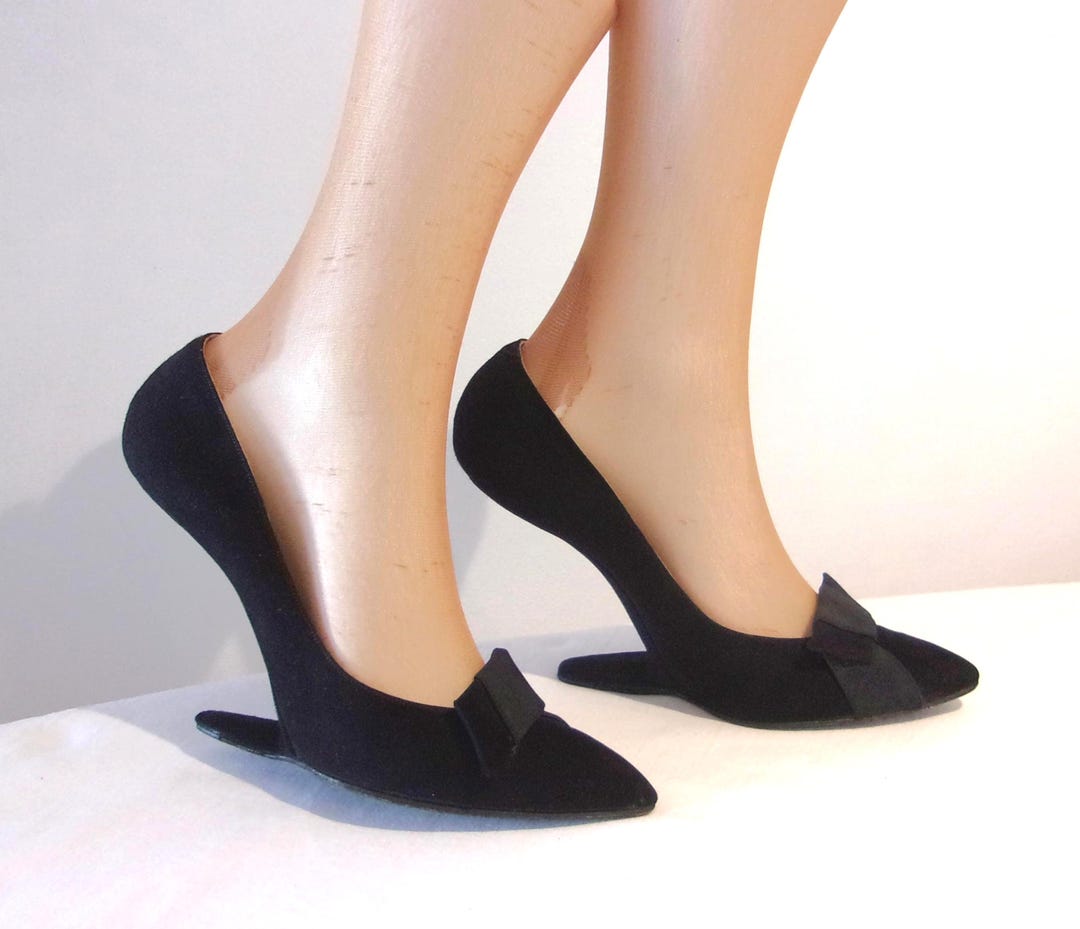 Amazing Late 1950s Black Floating Heels / Cantilevered Heels US 6 1/2 ...