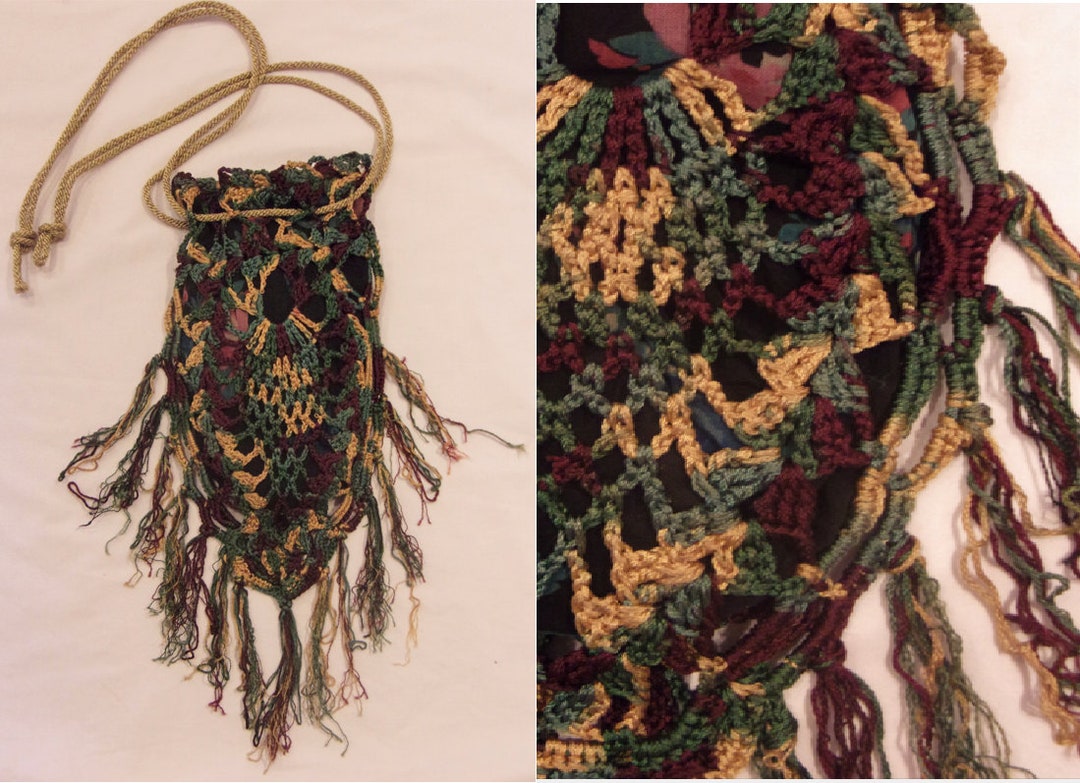 Charming 1920s Hand Crocheted Drawstring Bag W/ Fringe - Etsy UK