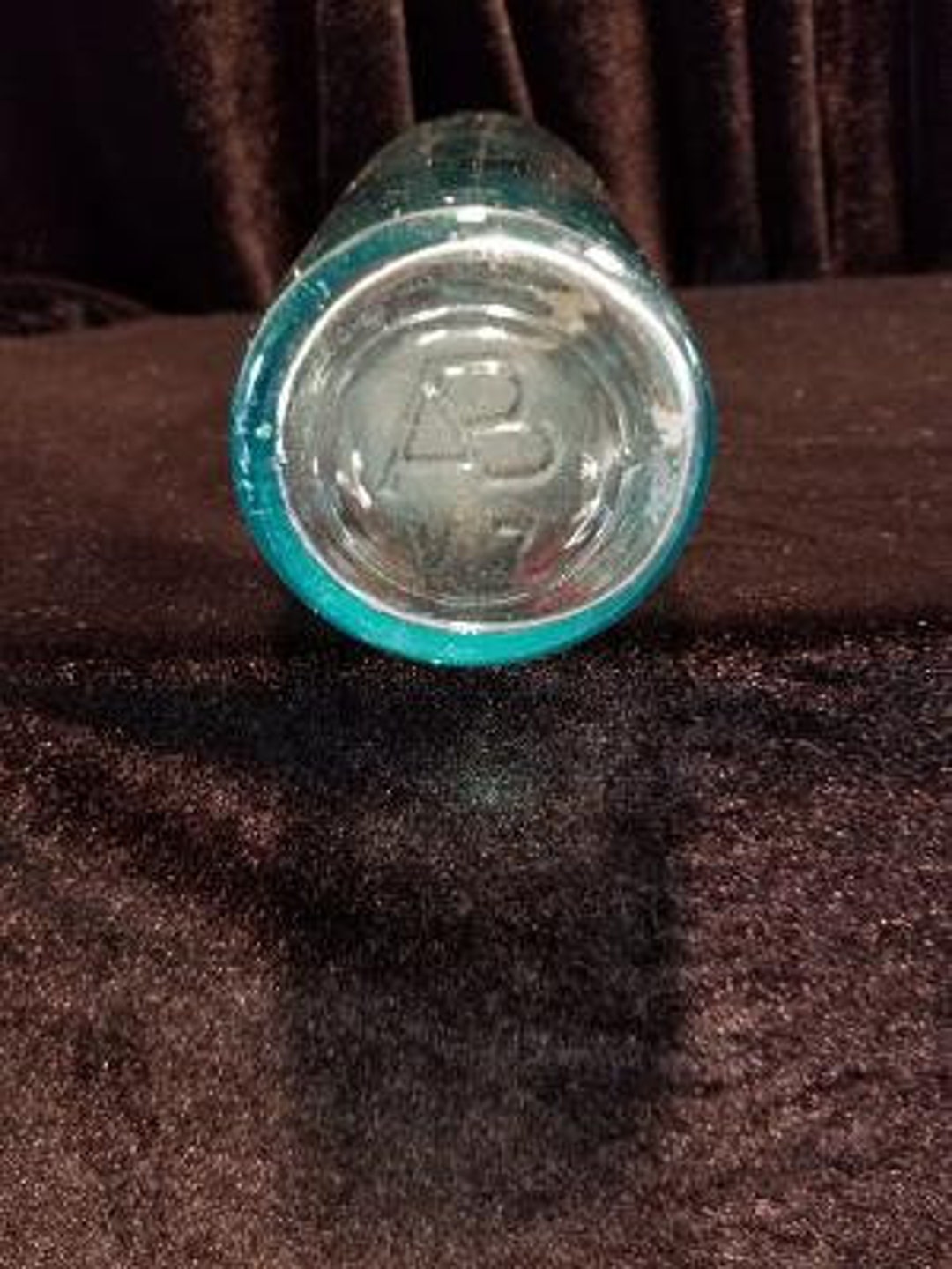 Vintage Blue Glass Beer Bottle. Marked With Connected AB for the ...
