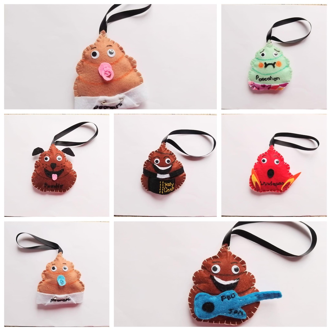 Meet the Poo's Collection Felt Poo Emoji Tree Ornament Hanging Tree ...