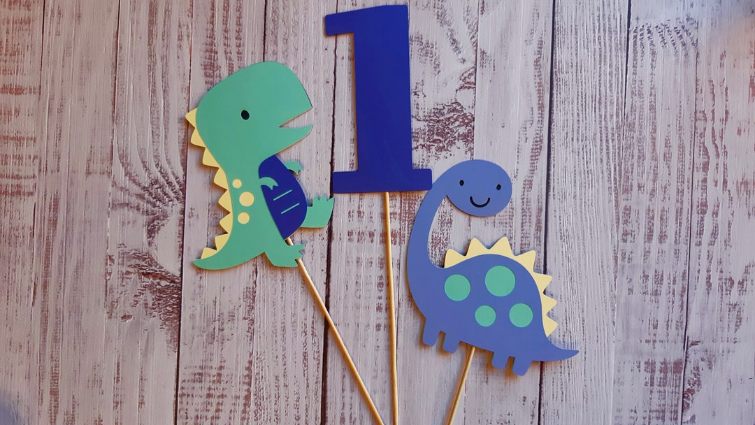 Dino Centerpiece Sticks/ Blue Green Dino Decor/ Dinosaur 1st Birthday ...