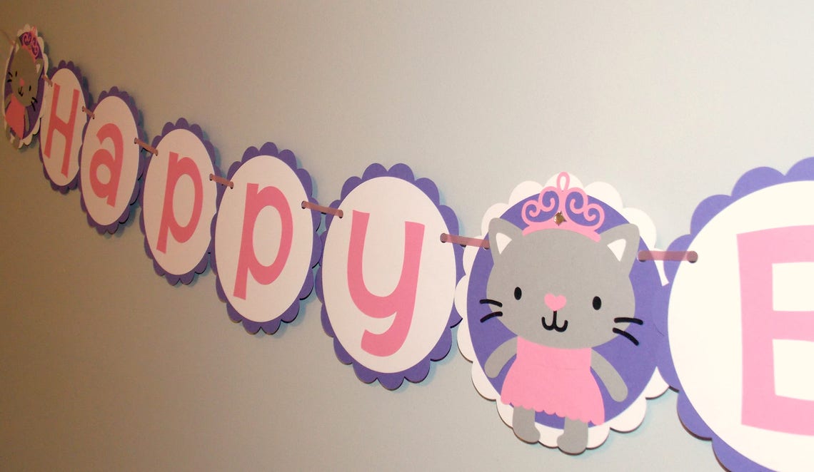 Princess Kitty Birthday Banner/ Princess Kitty I am one | Etsy