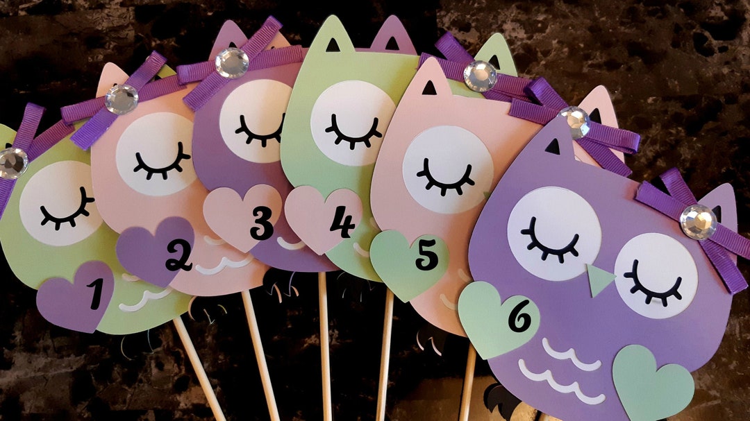 Owl Centerpiece Sticks/ Owl Table Decor/ Pink Purple Mint Owl Decor ...