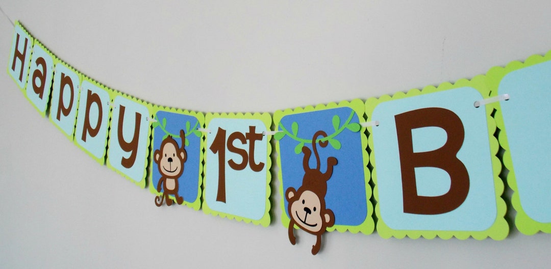 Monkey Birthday Banner/ Monkey Party Supplies/ Boy Monkey - Etsy