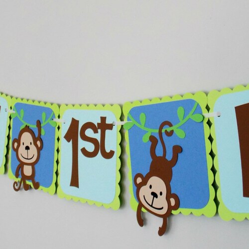 Monkey Birthday Banner/ Monkey Party Supplies/ Boy Monkey - Etsy