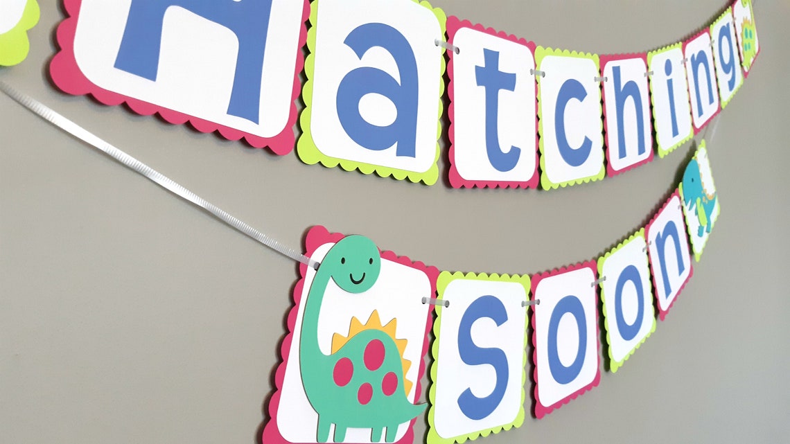 Hatching Soon Banner/ Dinosaur Banner/ Gender Neutral Banner/ - Etsy Canada