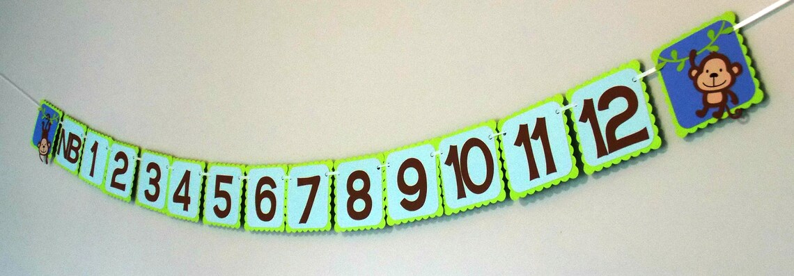 Monkey Age Banner/ Monkey 1st Birthday/ Monkey Photo Banner/ | Etsy