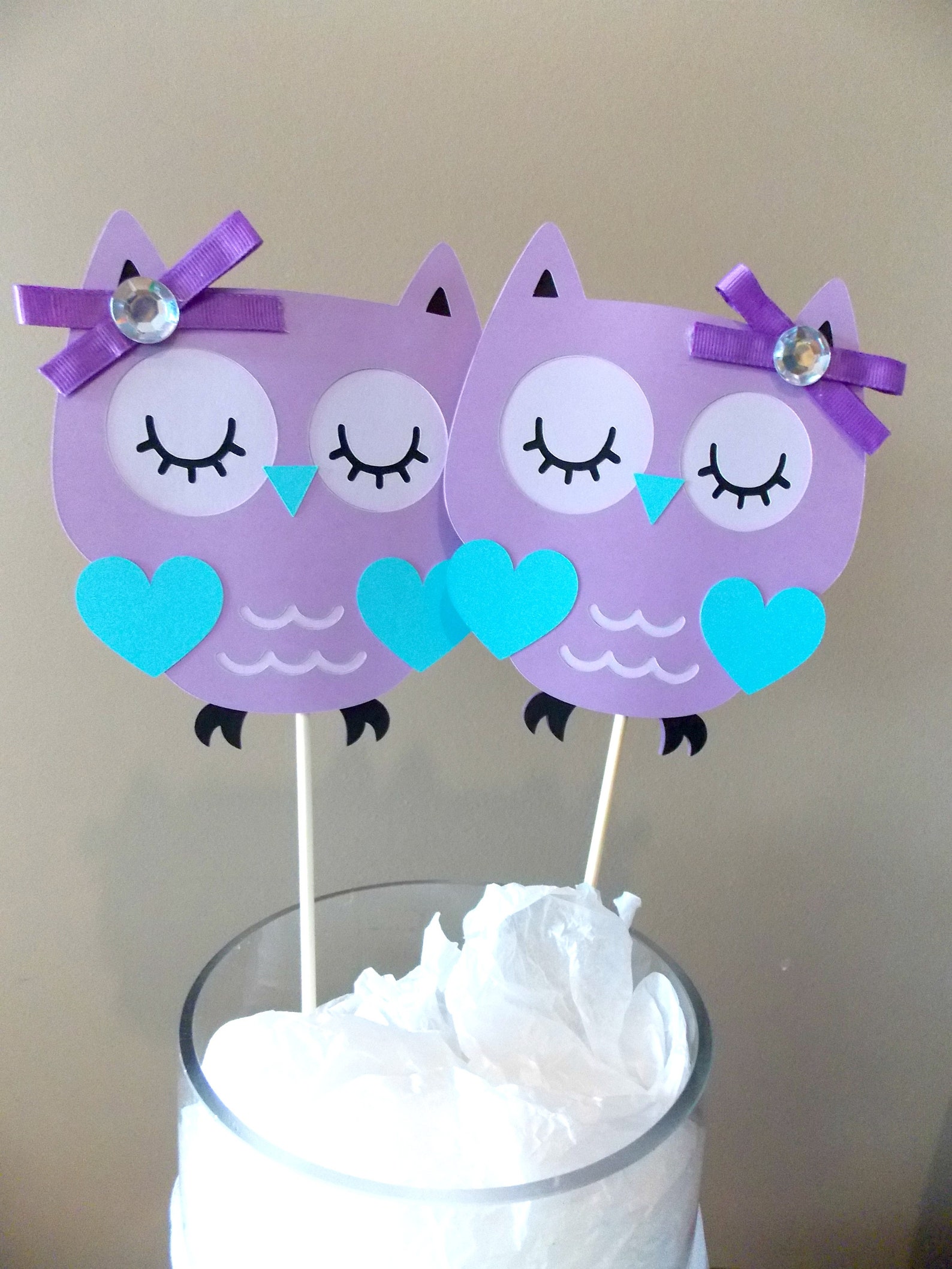 Baby Owl Centerpiece/ Purple Baby Owl Table Decor/ Purple Aqua | Etsy
